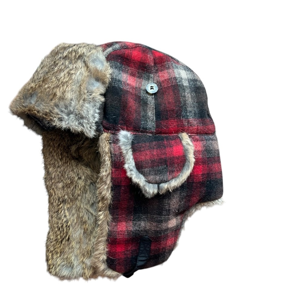 Mad Bomber Wool Aviator Hat Red Plaid Print Rabit Hai… - Gem